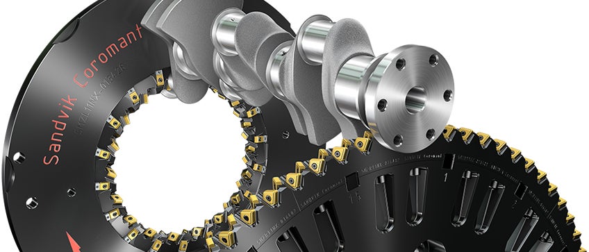 Radial mounted crankshaft disc milling concept for aluminium